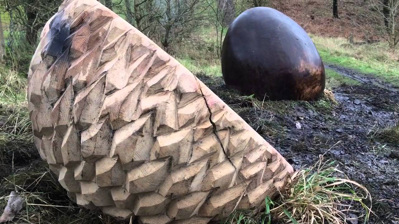 Chainsaw carving acorn cup pattern - YouTube