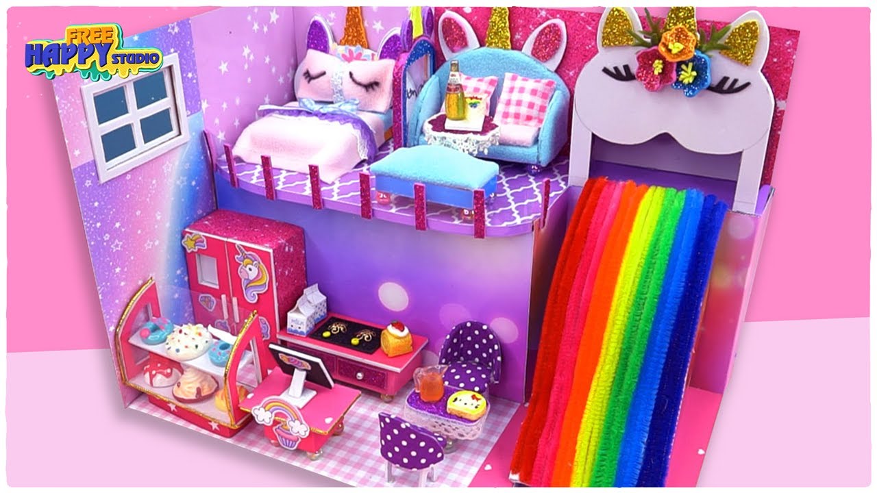 How to Make Miniature Cutest Rainbow Pony House from Cardboard 🍰 DIY ...