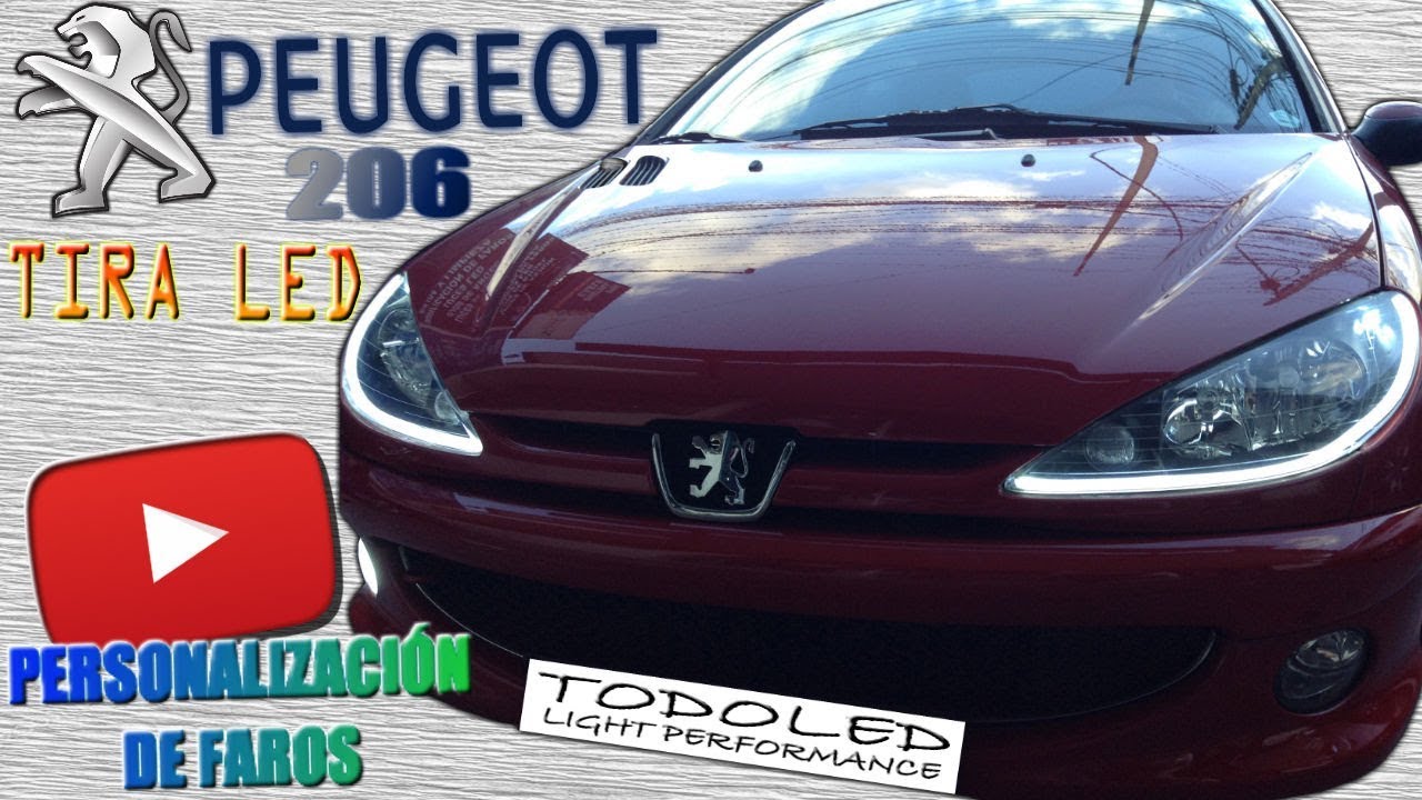 PEUGEOT 206 RETROFIT /HEADLIGHTS TIRA LED DIRECCIONAL DRL - YouTube