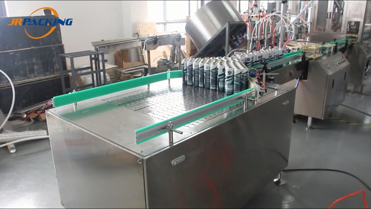 Aerosol Cans Arranging Machine for Automatic Aerosol Filling Line - YouTube