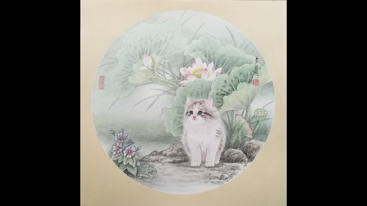 Cat & Lotus -Traditional Chinese Painting/中国工笔画 猫/Episode 02 - YouTube