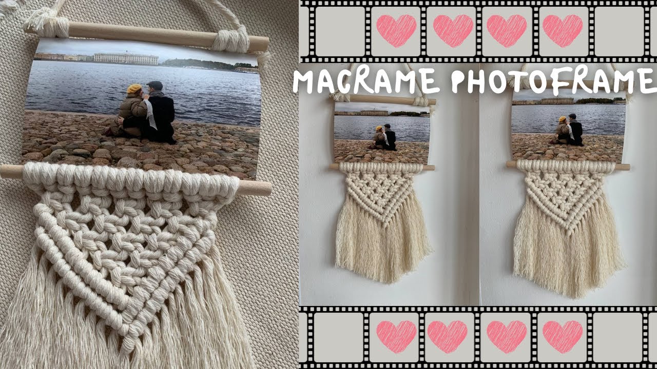 Макраме рамка для фото/Tutorial Macrame photo frame - YouTube