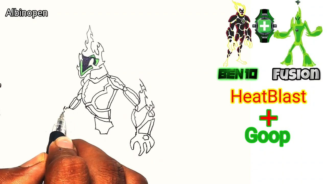 Ben 10 Fusion || Ben 10 Alien Fusion Drawing || HeatBlast + Goop || Fusion Ben 10 ||AlbinoPen ...