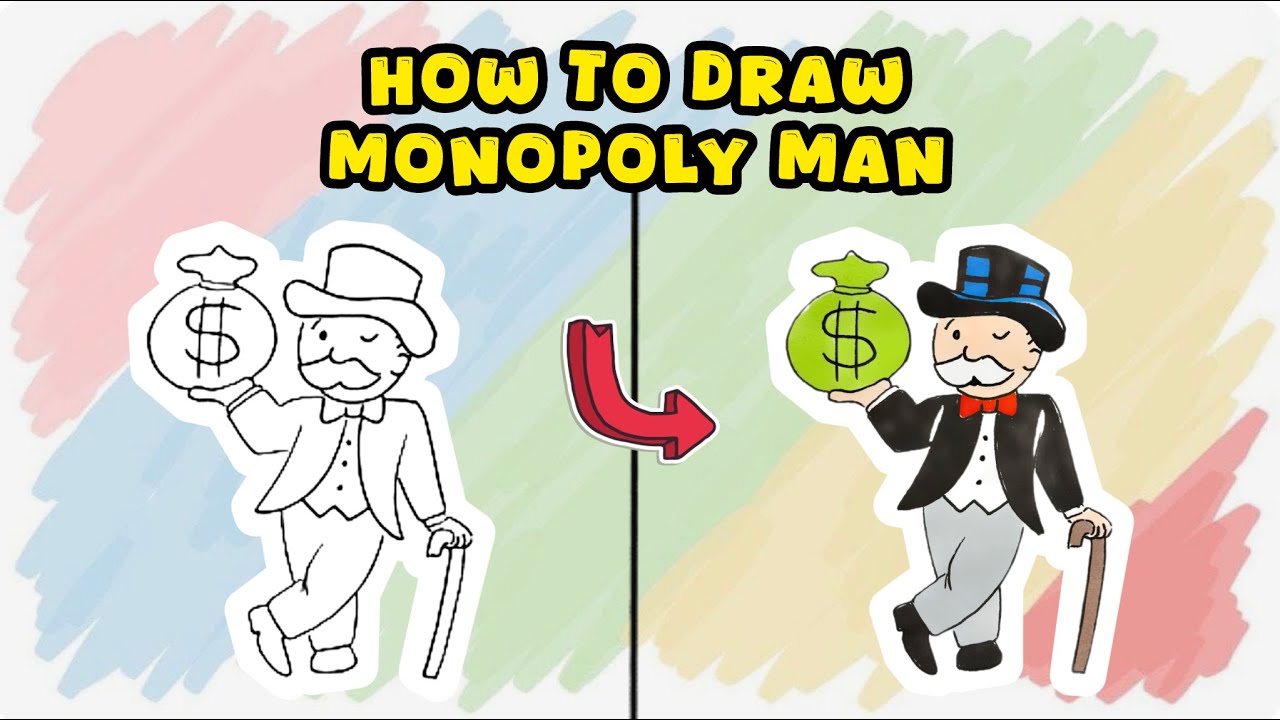 How to Draw Monopoly Man – Classic Board Game Character - YouTube
