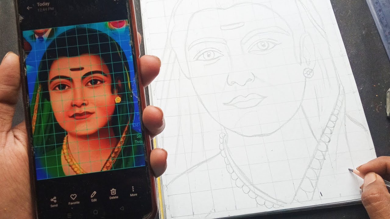How to draw Savitri Bai Phule ji| Easy outline tutorial step by step| # ...