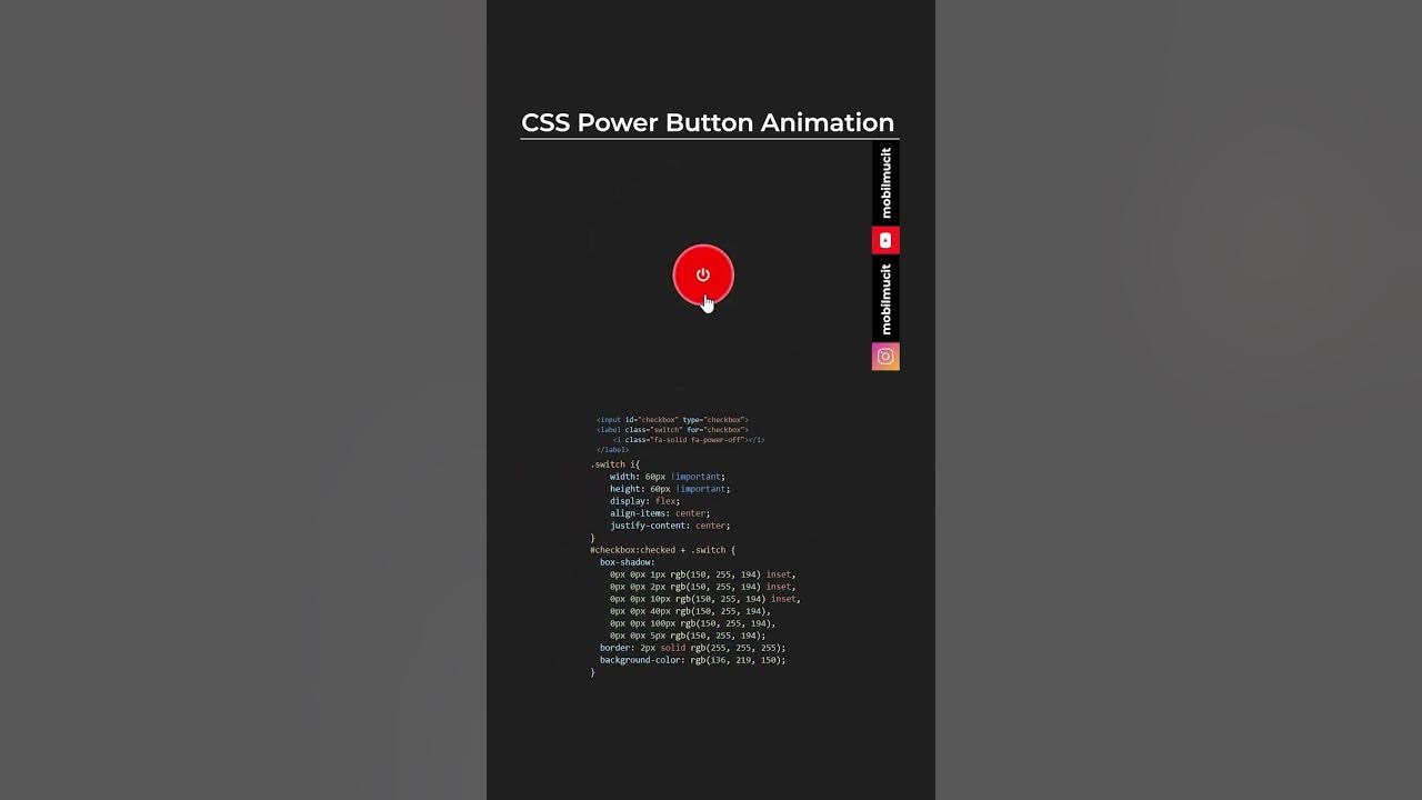 Css Power Button Animation Css Css3 Css3html5 Cssanimation