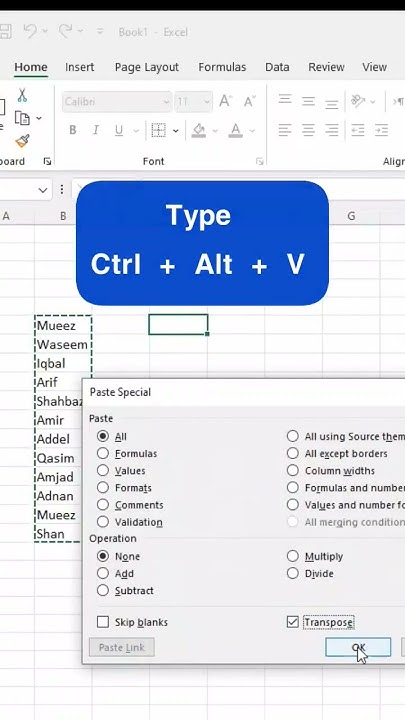 Transpose : Data of Rows into Columns And of Columns into Rows #shorts #ytshorts #yotubeshorts ...