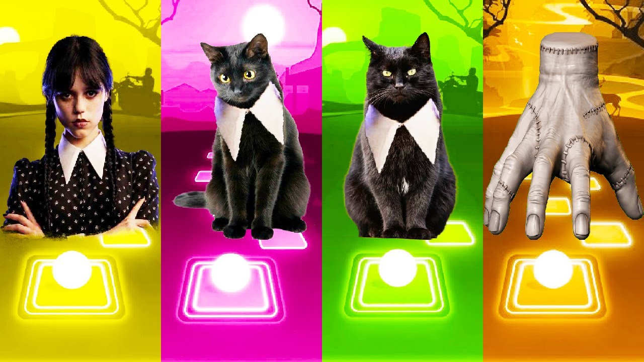 Wednesday Addams Vs Cat Wednesday Vs Cat Addams Vs Thing | Tiles Hop ...