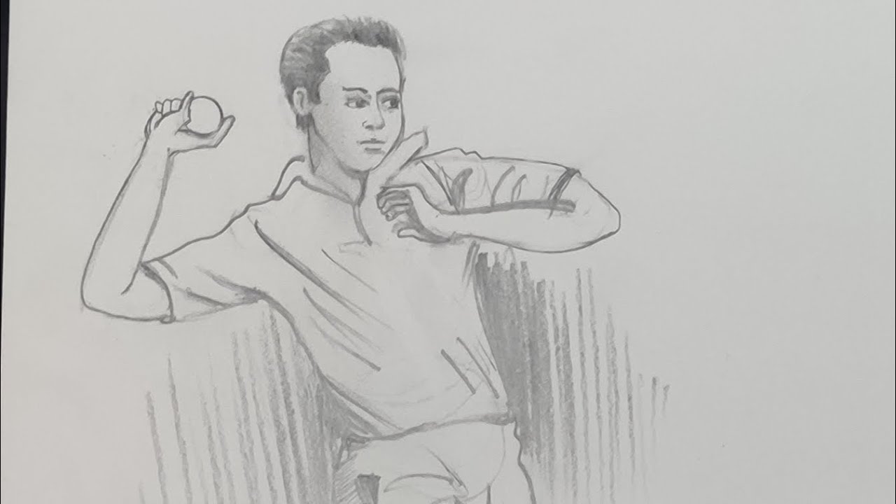 Rough Sketch how to draw cricket bowler - YouTube