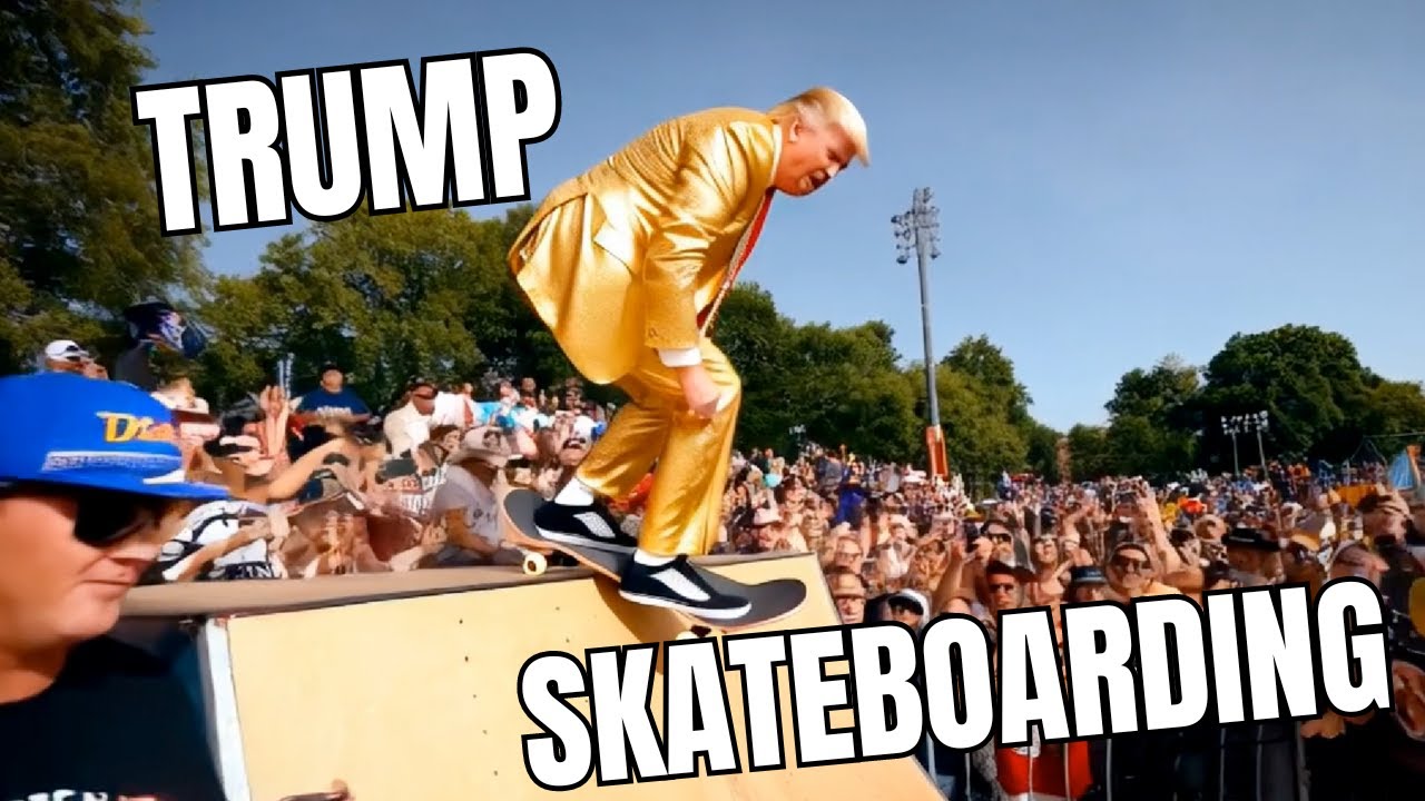 Donald Trump Skateboarding Like a Pro! Hilarious Trump Skate Tricks ...