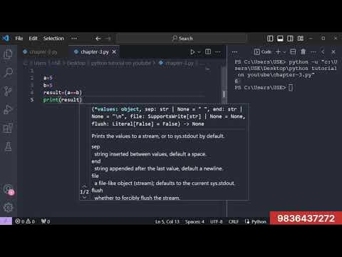 PYTHON TUTORIAL | PYTHON PROGRAMMING | CHAPTER 3- ARITHMATIC, LOGICAL, COMPARISION OPERATORS ...