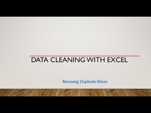 Data Cleaning With Excel-Removing Duplicate Values - YouTube
