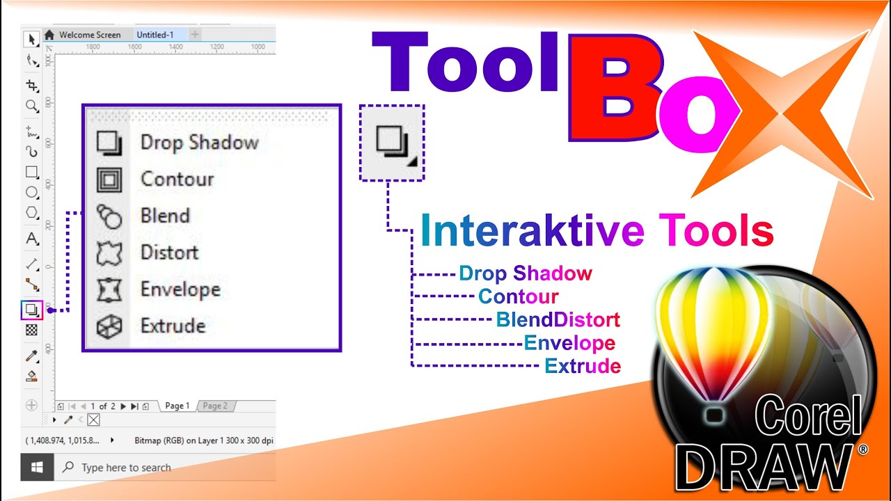 Part 7 Belajar #coreldraw Dari Nol | Drop Shadow, Contour, Blend ...