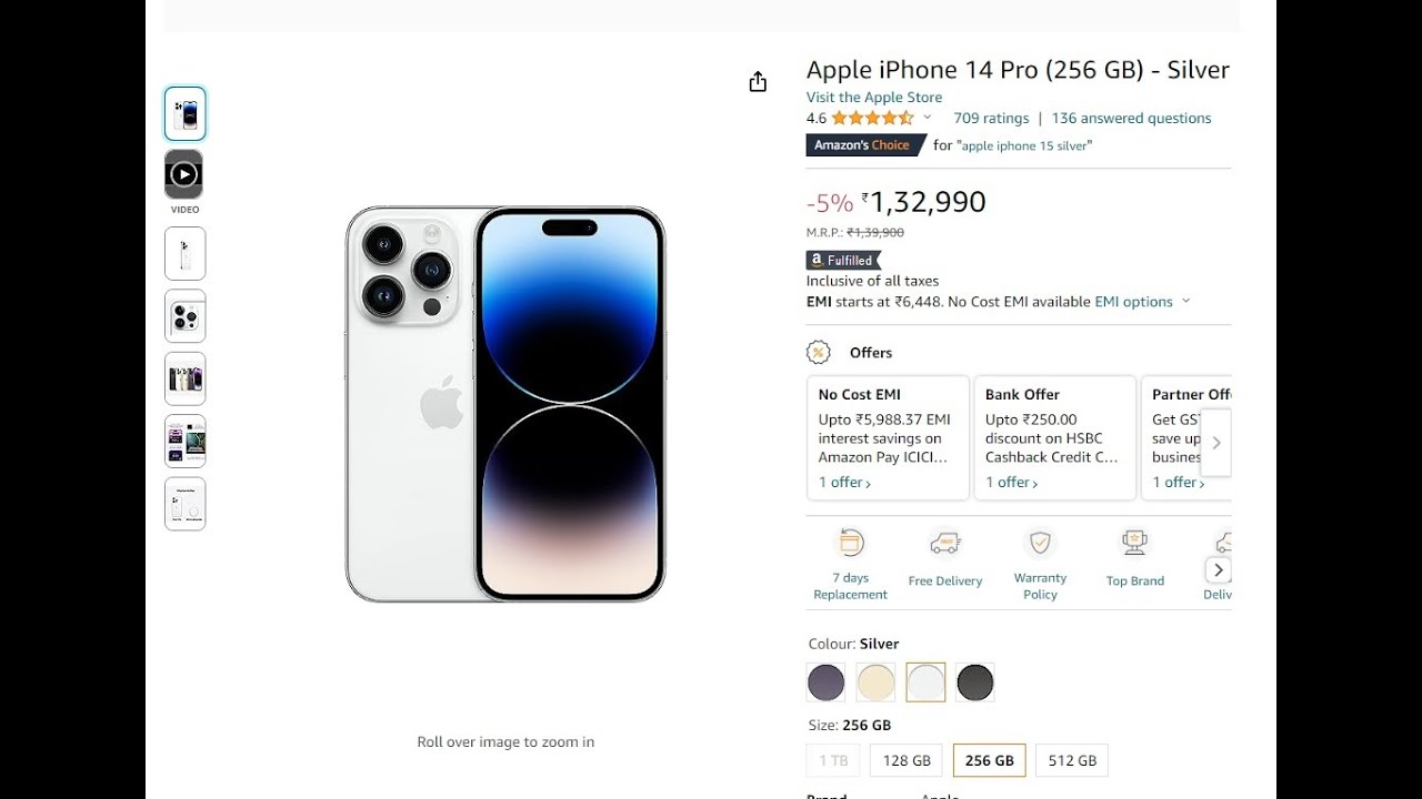 Apple iPhone 14 Pro, 256 GB, Silver! Rs 1,32,990 - YouTube
