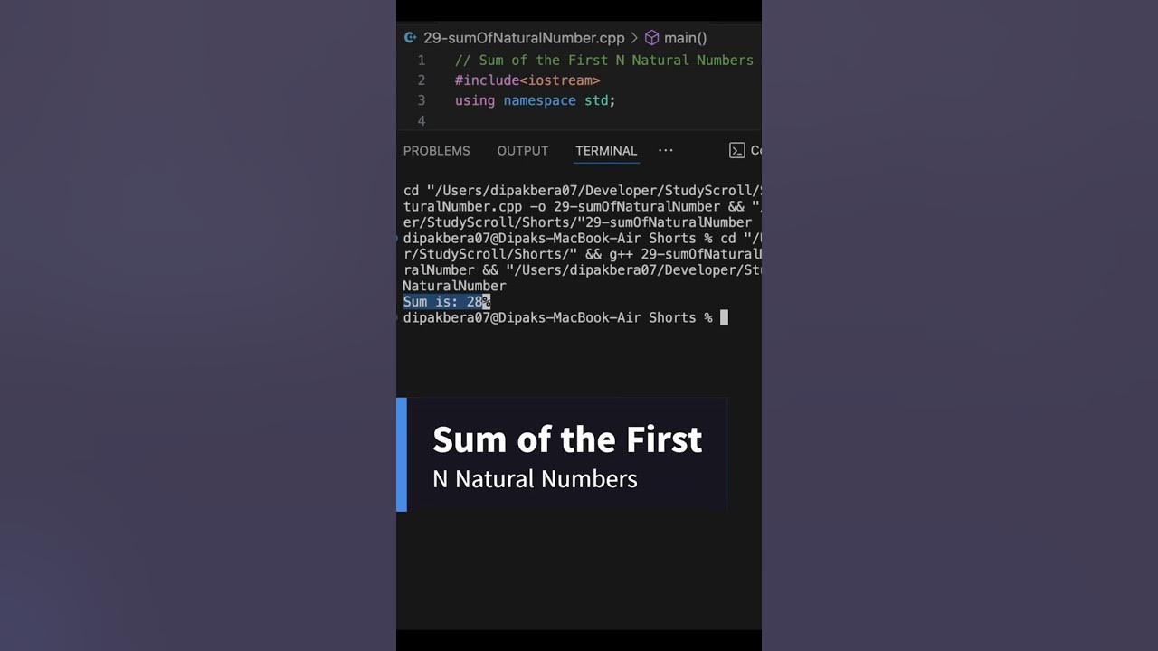 Sum of First N Natural Numbers in C++ | Quick Guide #programming # ...