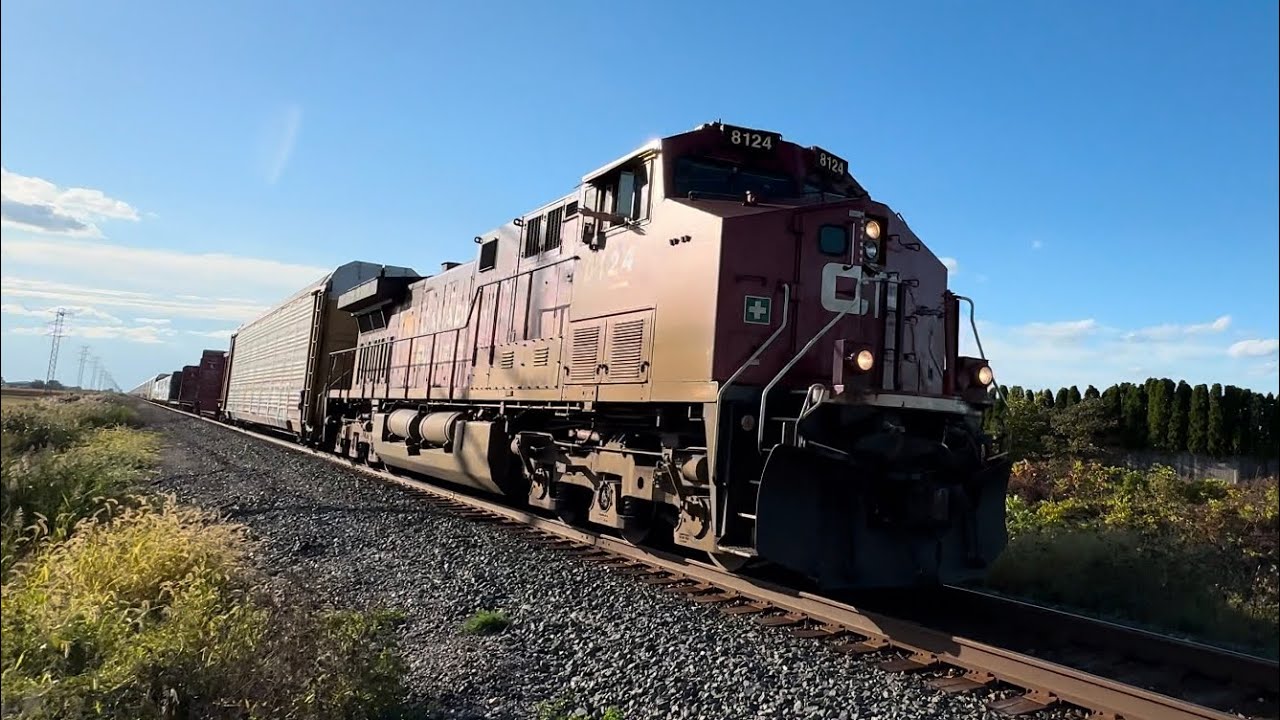 [4K!] (Beautiful K3LA Horn!) CPKC Train 734 Eastbound at Belle River ON ...