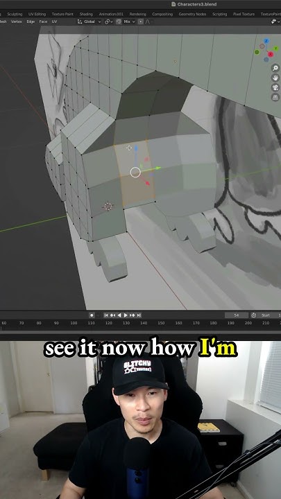 Creating Arm Curvature & Chest Depth in 3D Modeling - game character in Blender - 3.4: Dino ...