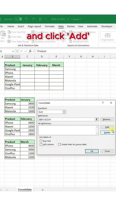 Quick Way to Consolidate Data in Excel - YouTube