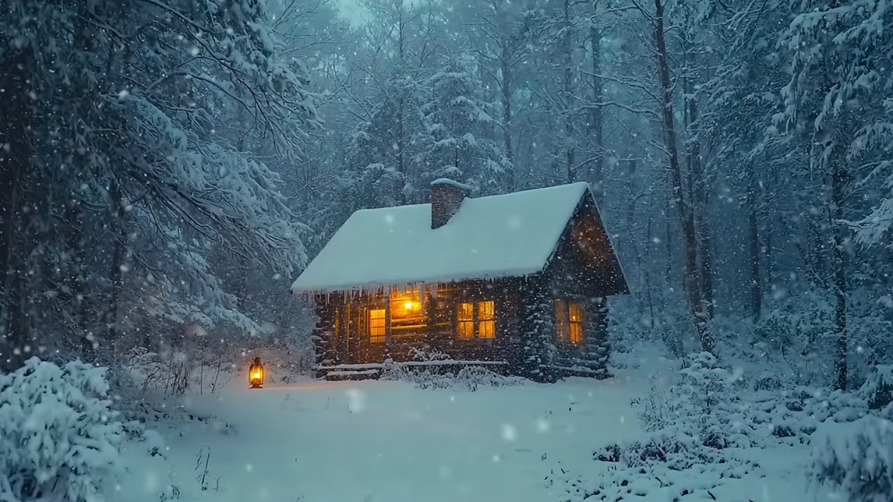 Cozy Winter Cabin | Peaceful Snowfall, Crackling Fire & Relaxing ...
