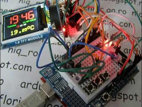 adjusting clock with alarm & thermometer using DS3231 on 1.8" ST7735 display - YouTube