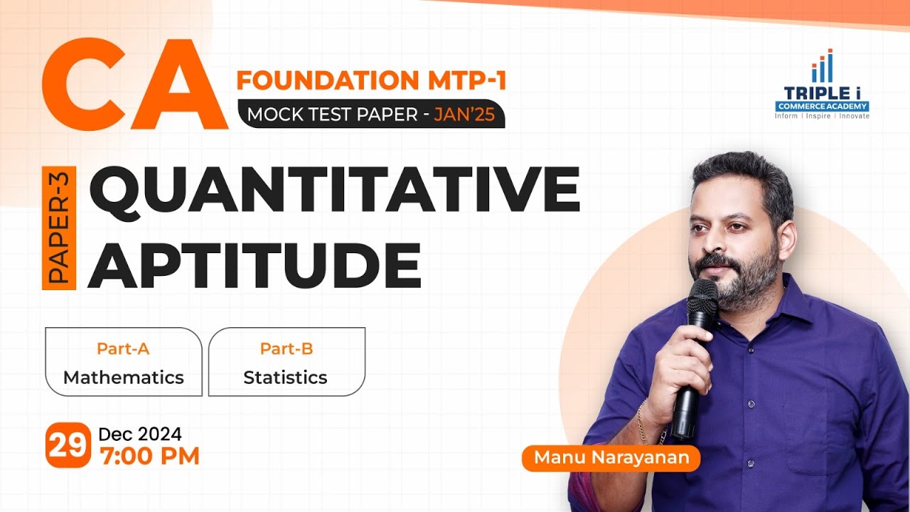 CA Foundation | Paper 3 | MTP 1 | Quantitative Aptitude | Mock Test ...