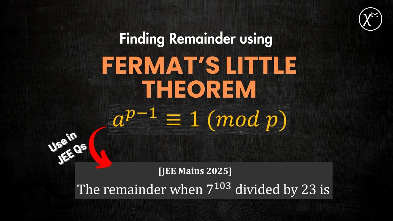 Fermat's Little Theorem: Finding Remainder Problems for JEE - YouTube