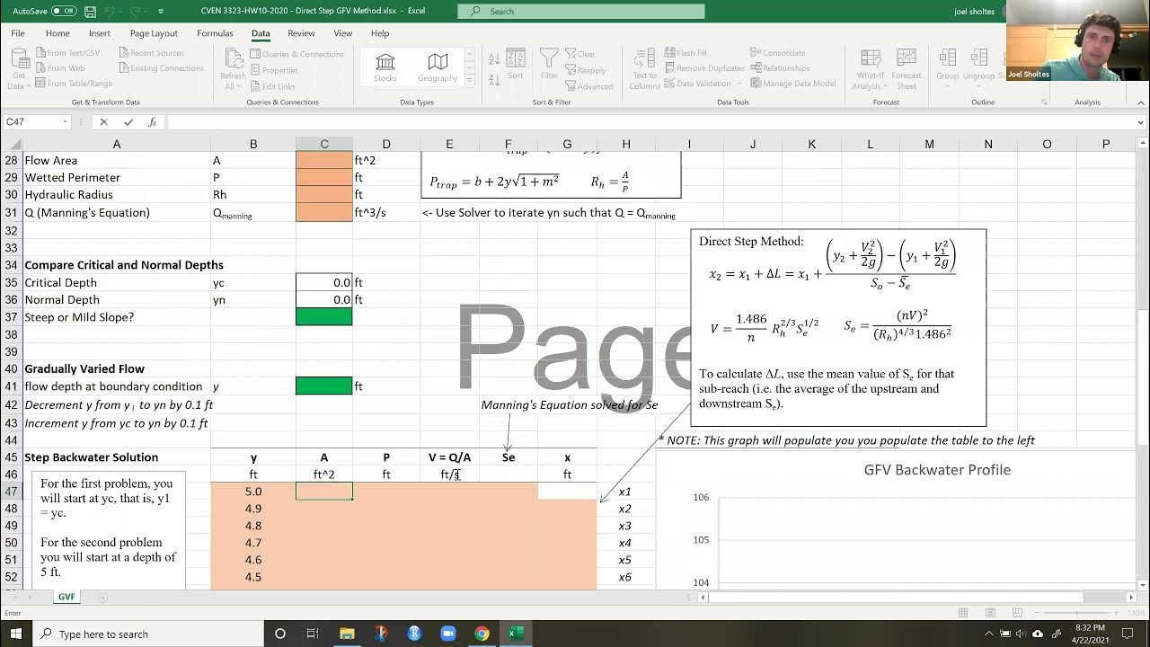 Hydraulics - GVF Excel Sheet Walkthrough - YouTube