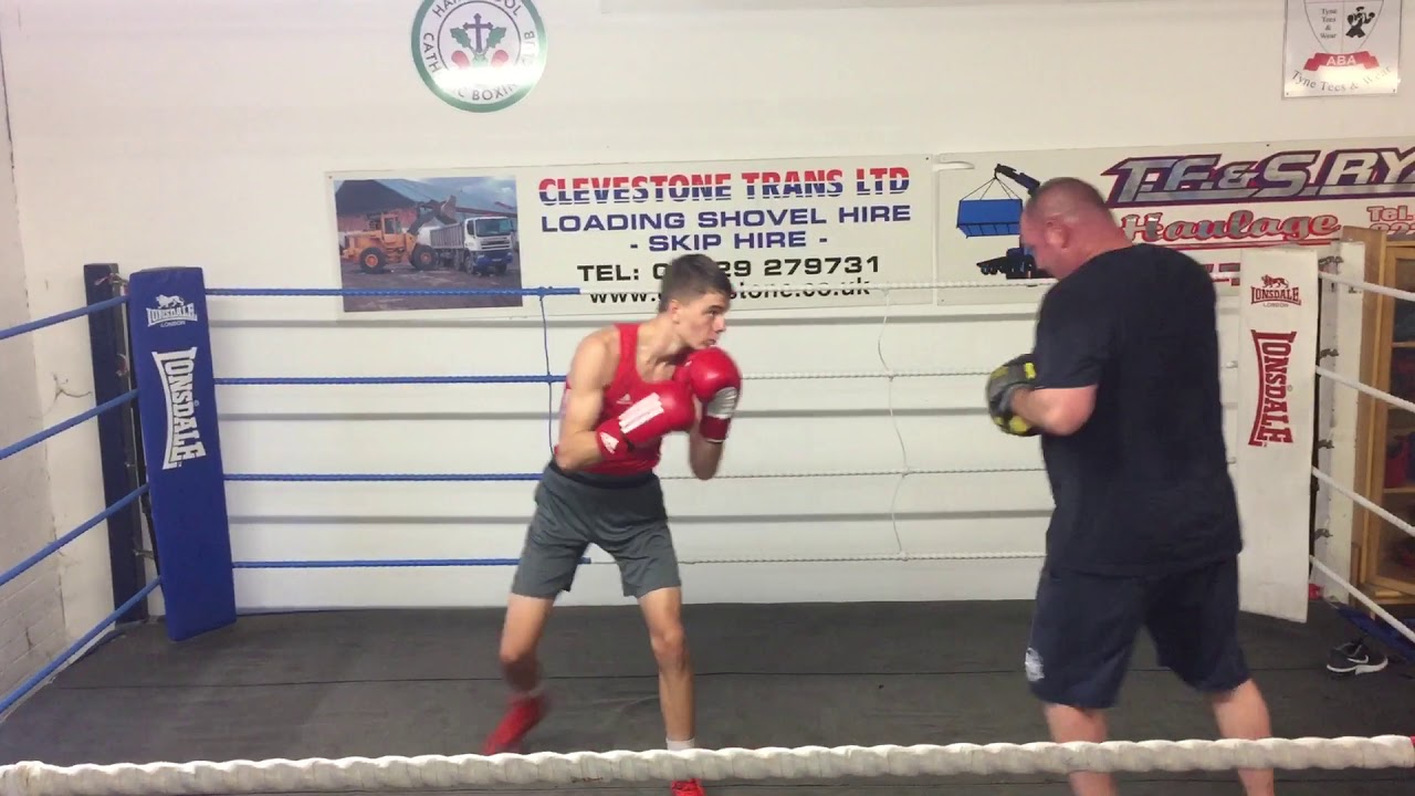 Jamie Bolton ( Hartlepool catholic ABC) pad work with James Rooney ...