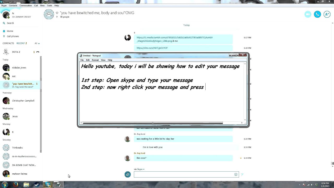 Editing messages in skype tutorial - YouTube