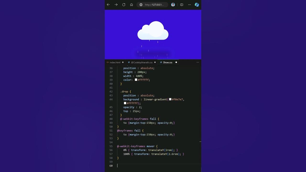 Day 049 😍 Css Cloud And Rain Animation Webdev Programming Webdevelopment Htmlcssjavascript
