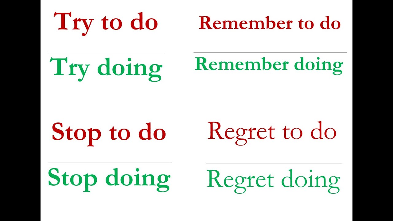ing or infinitive - different meaning - Try to do, Try doing, Stop to ...
