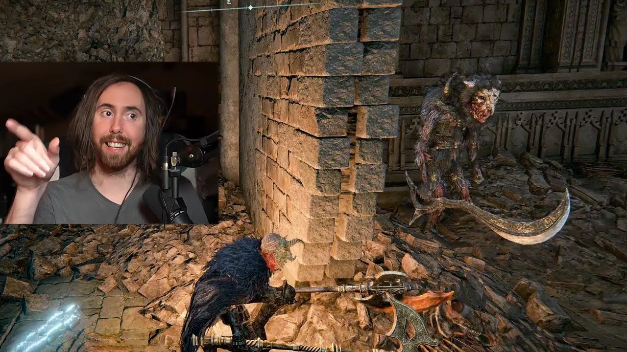 Asmongold spots an enemy hiding behind a wall in Elden Ring - YouTube