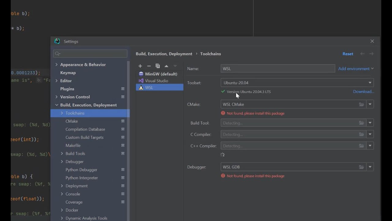 Clion Configure Wsl2 Toolchain Youtube