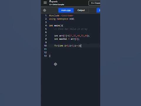 Find Max Value Of Array in C++ |c++ tutorials for beginners #coding #shortvideo #programming # ...