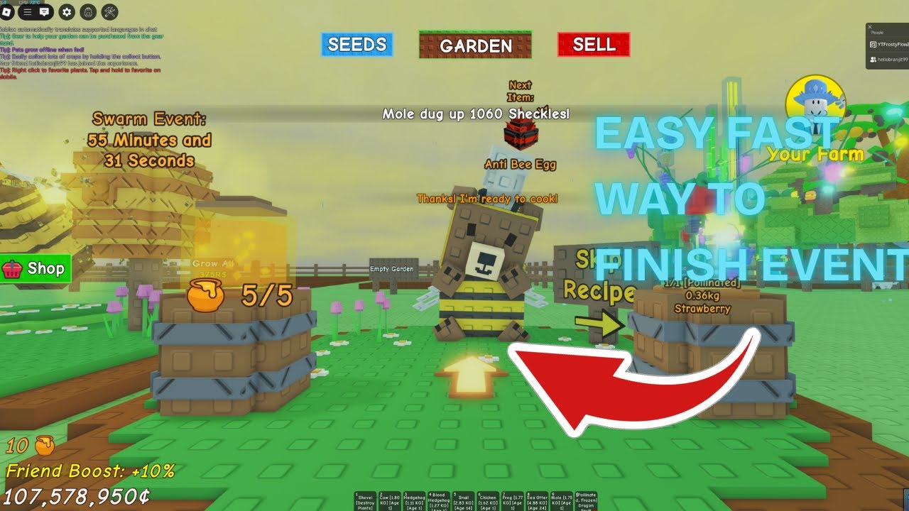 HOW TO FINISH PT 2 BEE SWARM EVENT QUICK (Grow A Garden) - YouTube