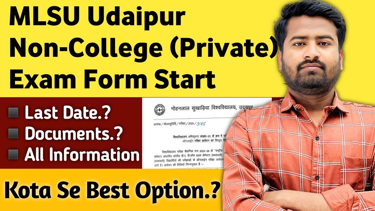 MLSU Udaipur Non-College(Private) Exam Form Start,Last Date,Documents ...