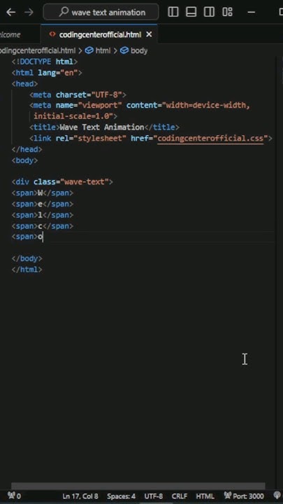 Text Wave Animation Htmlcss Coding Youtube