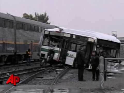 Raw Video: Calif. Commuter Train Hits Bus - YouTube