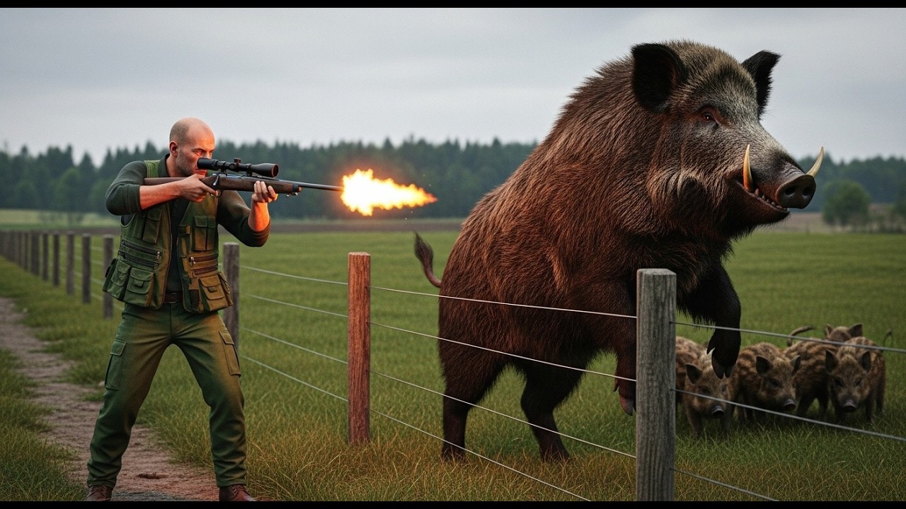 “495lb Monster Wild Boar Charges at Us from 1 Foot Away! (Insane Hog ...