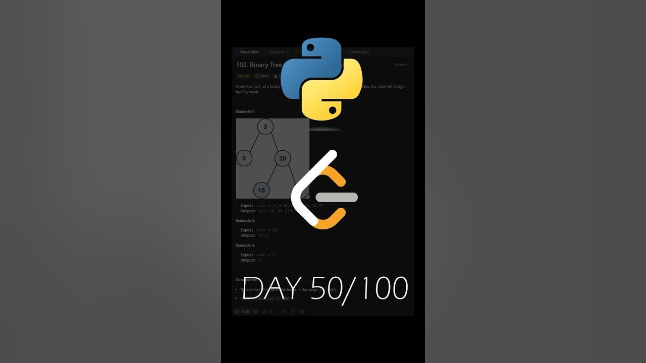 Day 50 of Leetcode every day for 100 days | Binary Tree Level Order Traversal #python #shorts # ...