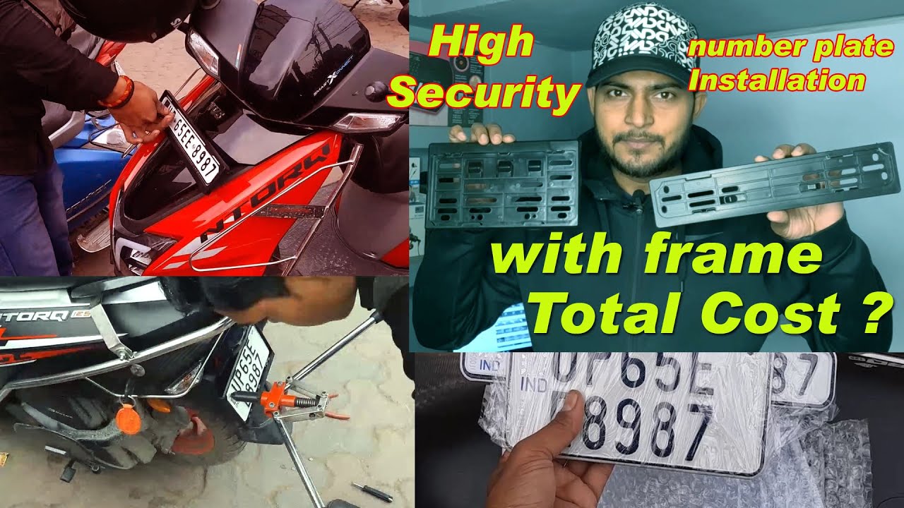 High security number plate installation on TVS NTORQ RACE XP with black ...