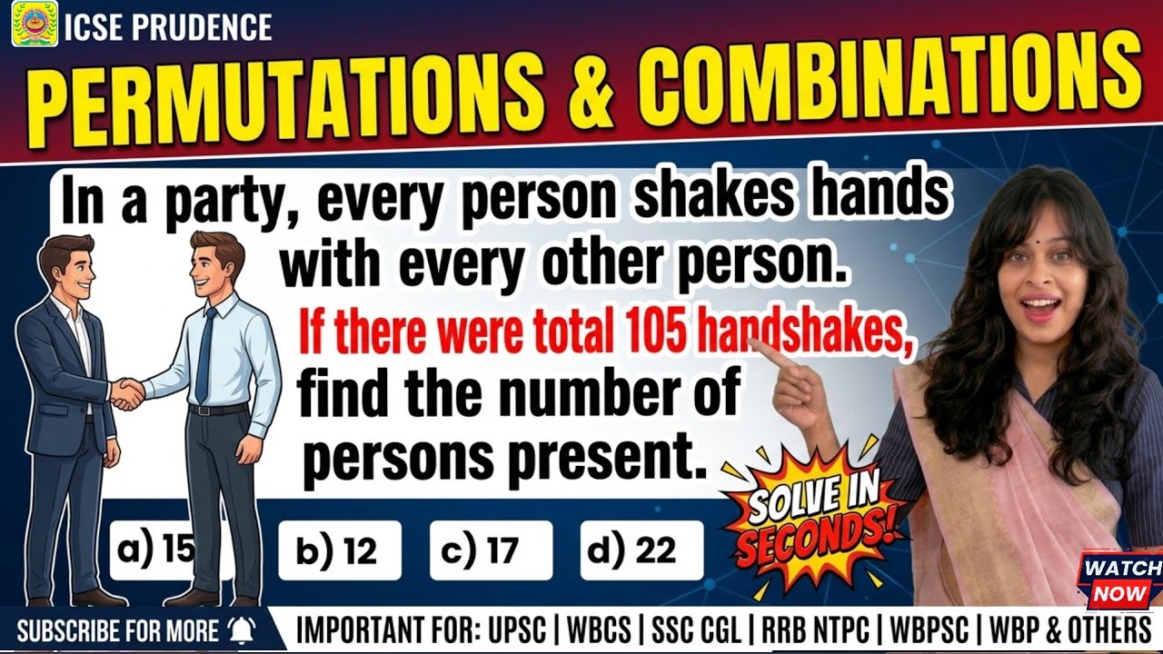 In a party every person shakes hands with eachother.If total 105 hand ...