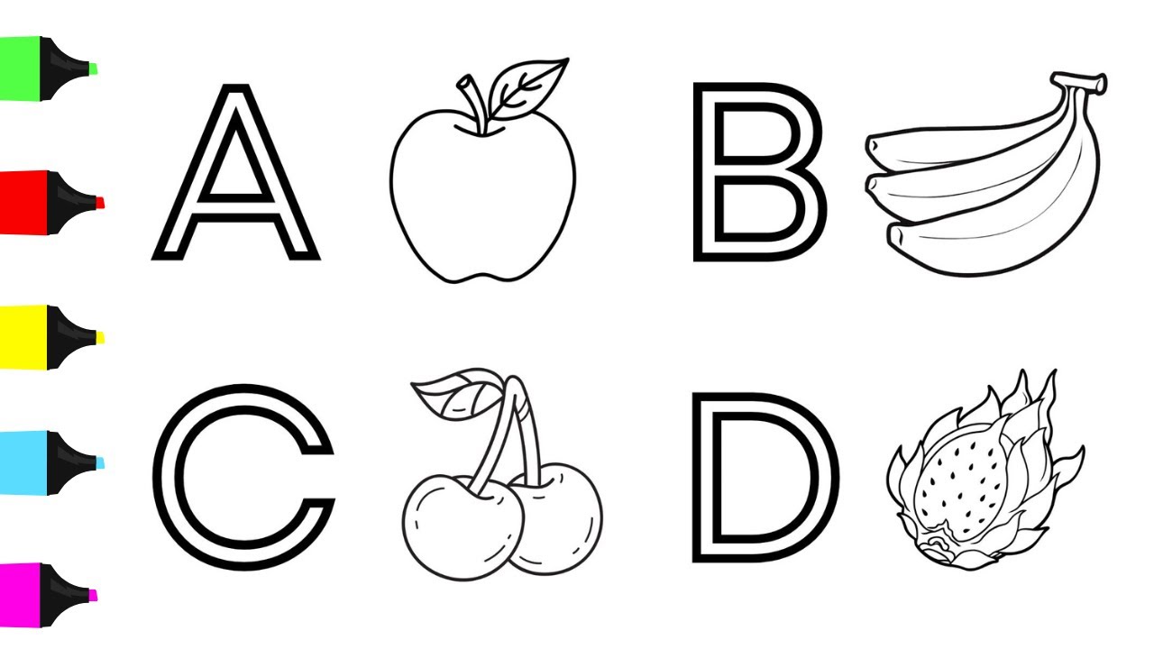 Alphabet A-Z Drawing & Coloring with Fruits! Learn Letters & Writing ...