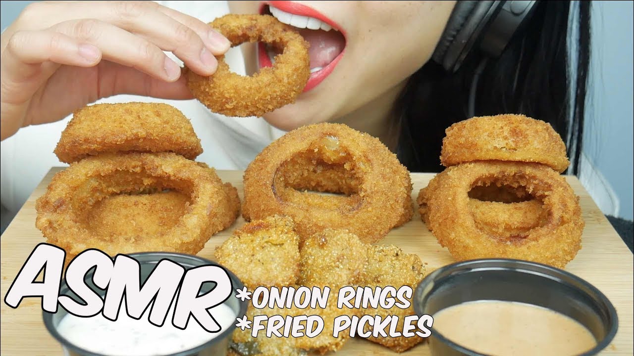 ASMR ONION RINGS + FRIED PICKLES (EXTREME CRUNCH EATING SOUNDS) NO ...