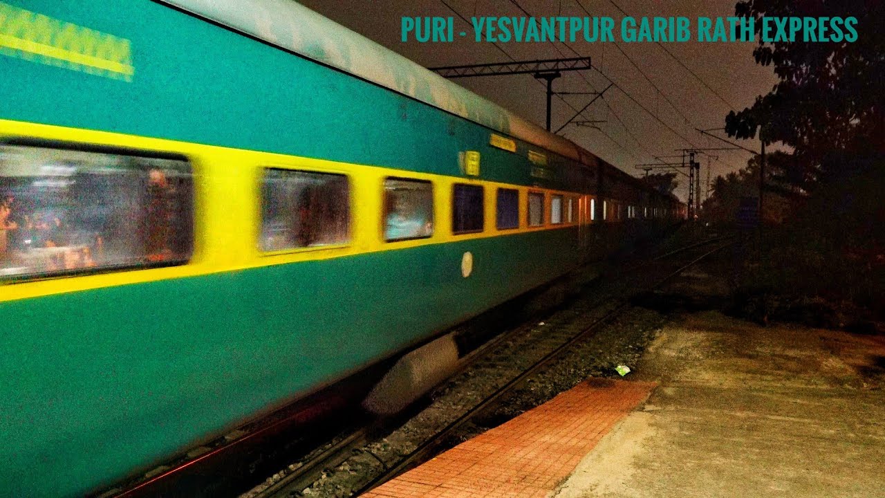 [4K]: AJJ WAP 4 with 22883 PURI - YESVANTPUR Jn GARIB RATH Express with Superb Track Sounds and ...