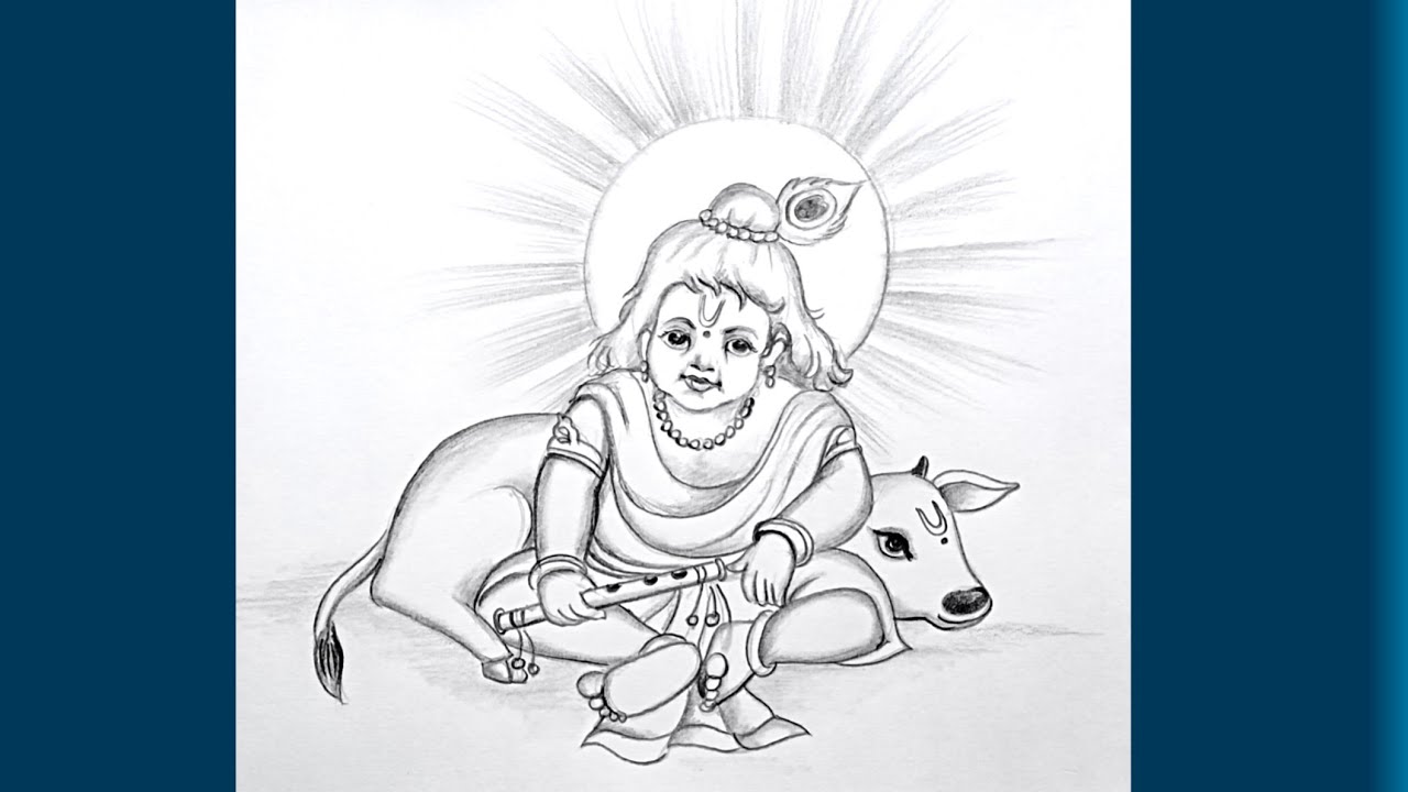 Bal gopal drawing step by step/God krishna drawing/Janmashtami special ...