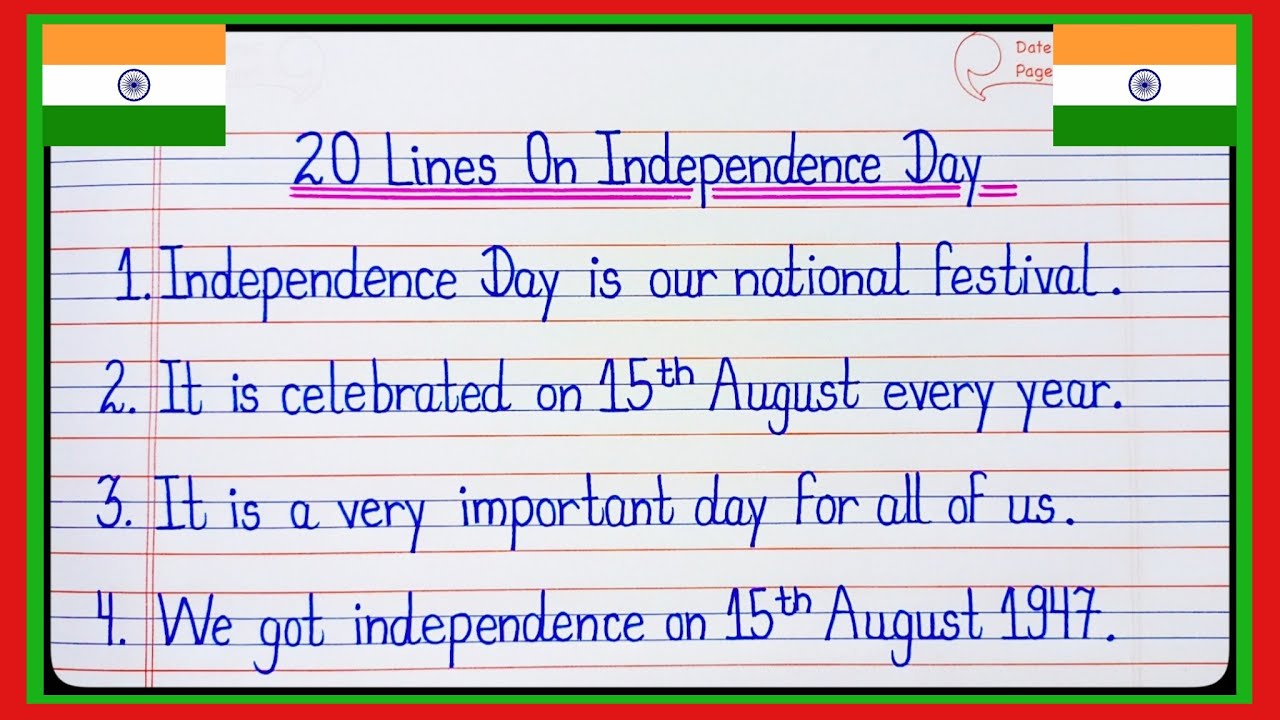 20 Line Essay On Independence Day In English l Essay On Independence ...