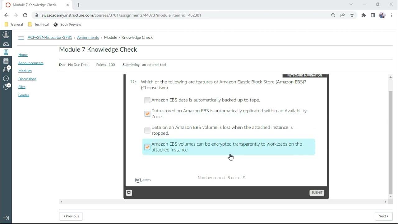 AWS Cloud Foundations - Module 7 - Knowledge Check - Anand K - YouTube