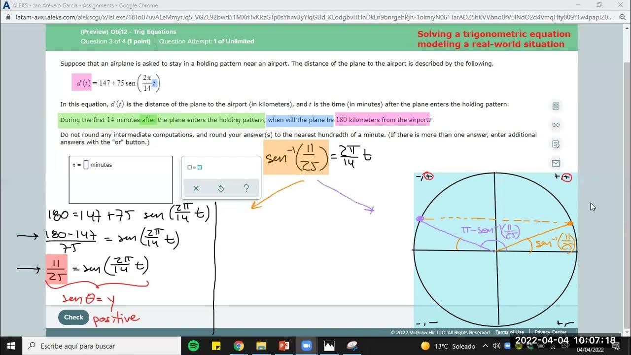 Trig Equations 12 3 Solving a trigonometric equation modeling a real world situation - YouTube