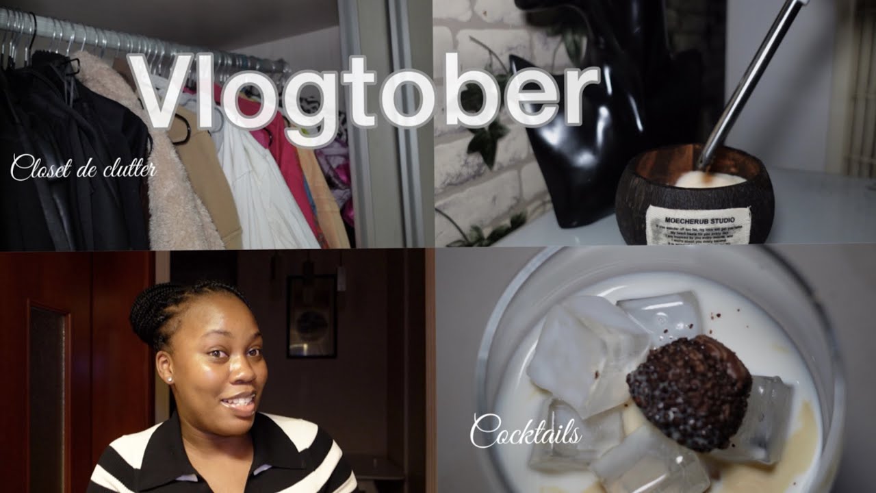 VLOGTOBER 1&2 : cocktail making🫢, skin care , closet de clutter , 90 ...